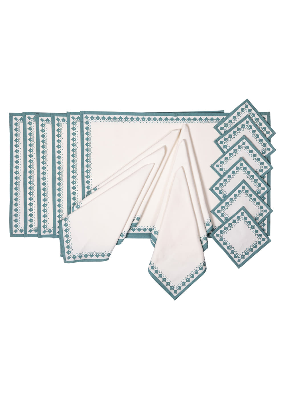 Get Blue Emperor Set of 18 Pieces (6 Napkins + 6 Table Mats + 6 ...