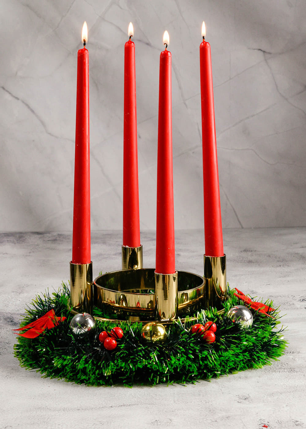 Get Set Of 4 Cranberry Red Tapered Candles - Bergamot & Vanilla Scented ...