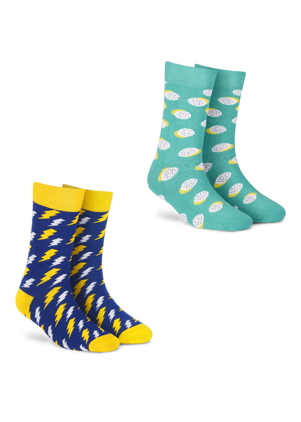 Get Set of 2 Bolt & Polka Woven Crew Socks at ₹ 399 | LBB Shop