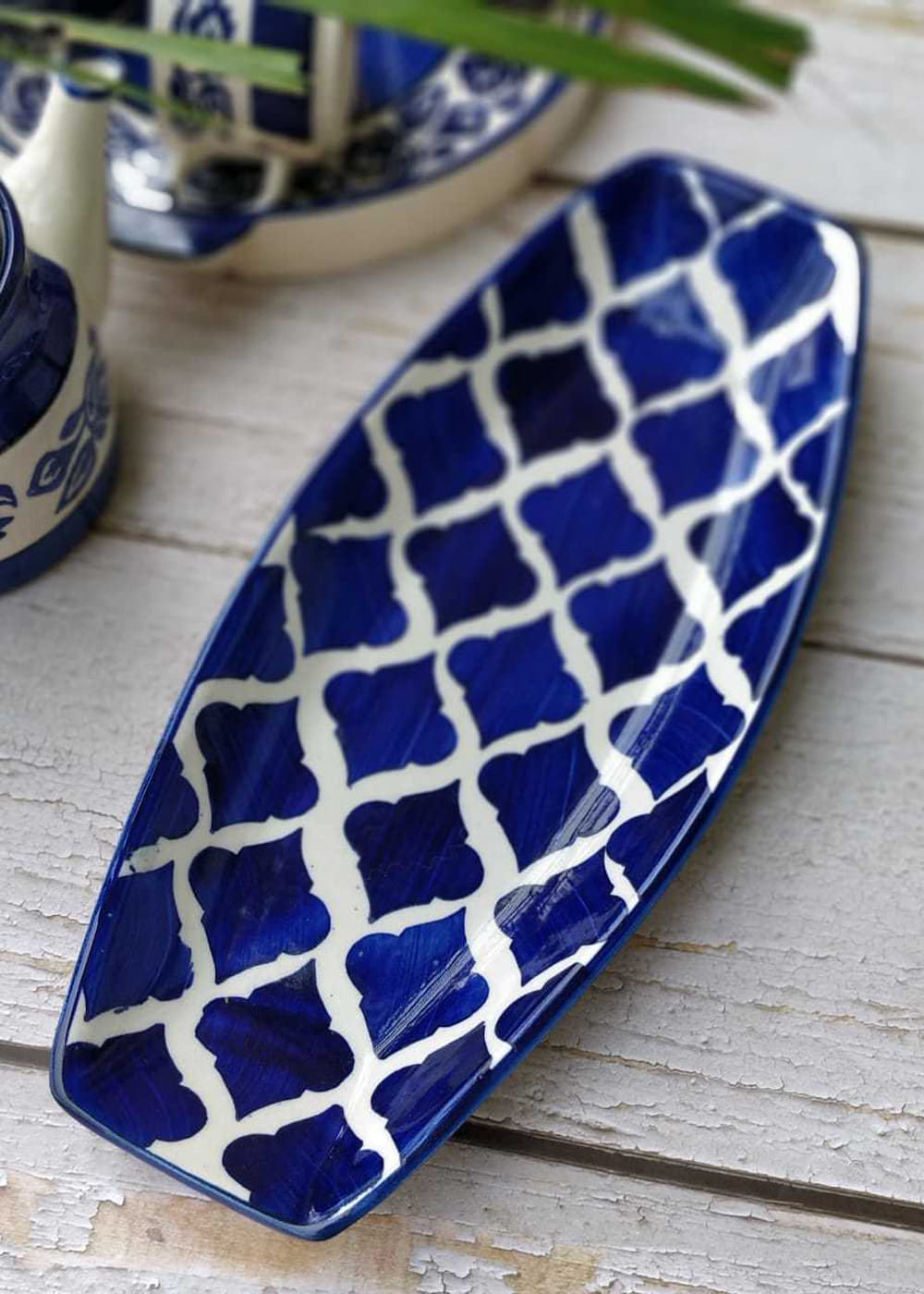 Get Blue and White Platter at ₹ 650 | LBB Shop