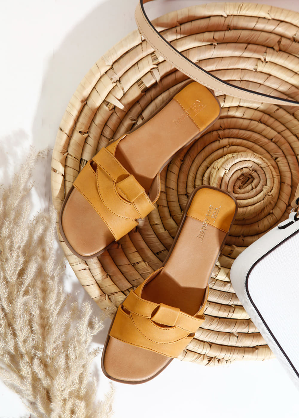Get Tan & Mustard Bow Loop Fashion Slides at ₹ 999 | LBB Shop