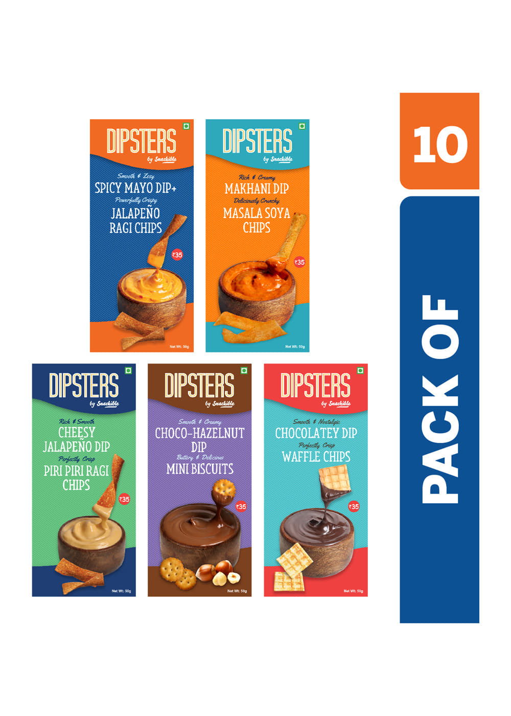 Get Chips & Dip - Assorted Pack of 5 Flavours (Pack of 10) - 10x50gm at ...