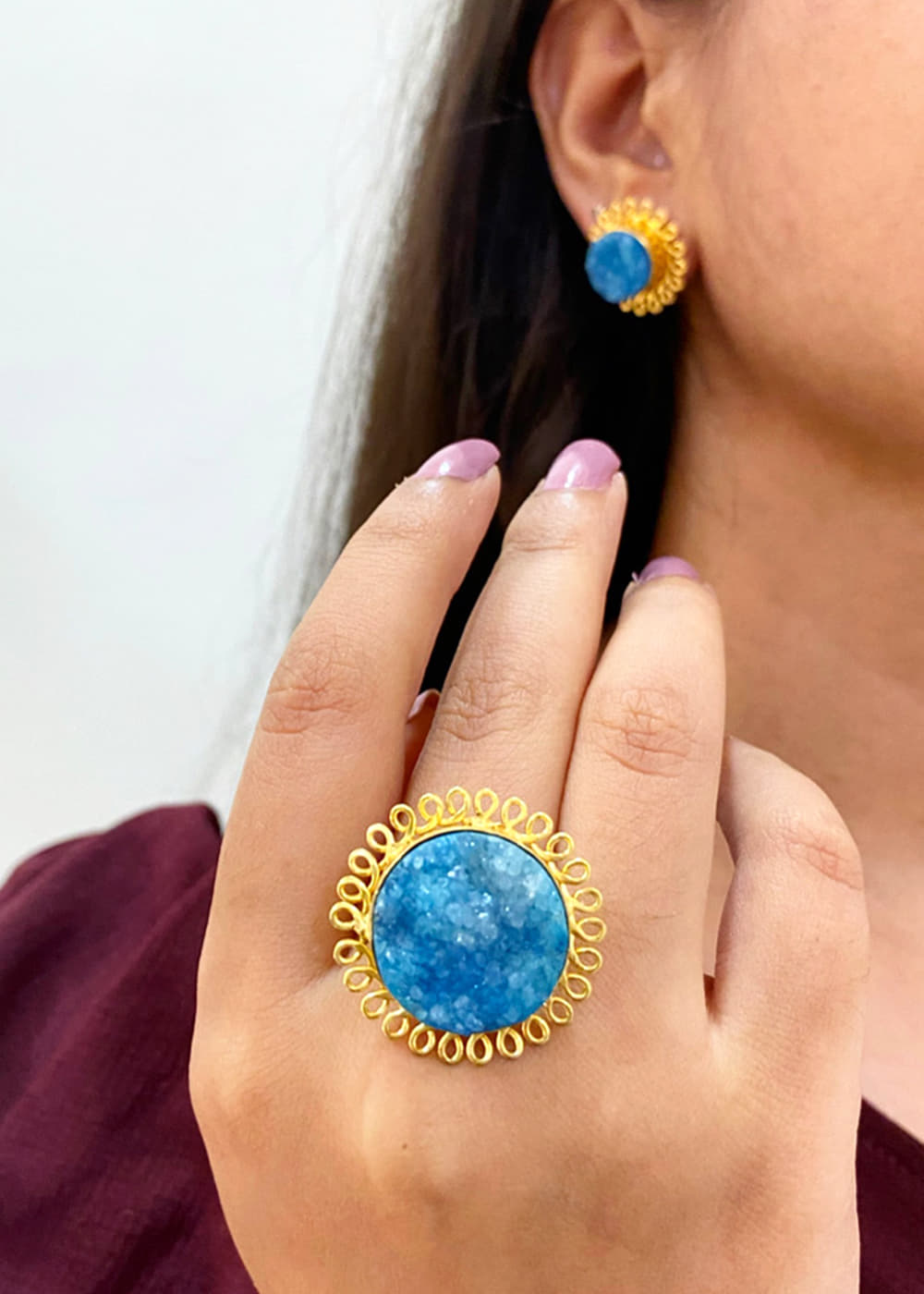 Get Druzy Blue Statement Ring at ₹ 699 | LBB Shop