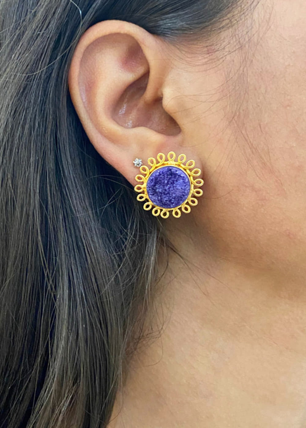Get Druzy Purple Studs at ₹ 699 | LBB Shop