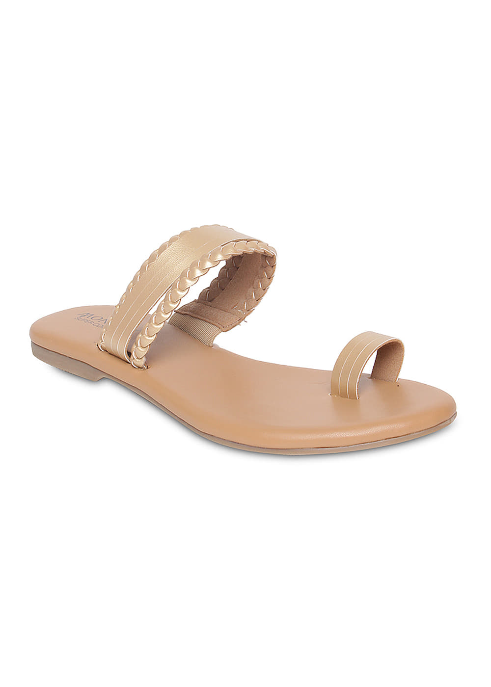 Get Motif Embellished Matte Gold One Toe Flats at ₹ 934 | LBB Shop