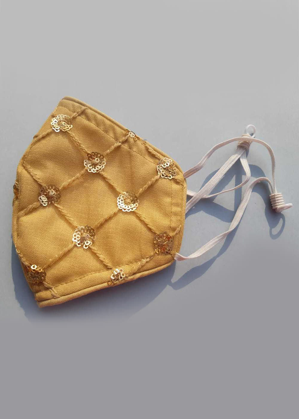 Get Sequined Floral & Checkered Detail Golden Mask at ₹ 350 | LBB Shop