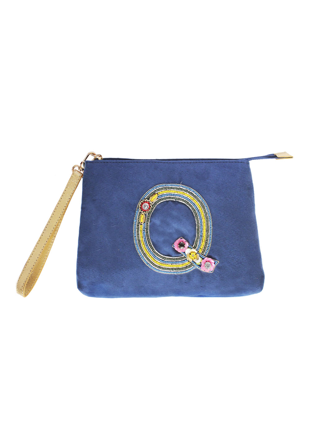 Get Floral & Monogram "Q" Embellished Solid Pouch at ₹ 1650 | LBB Shop