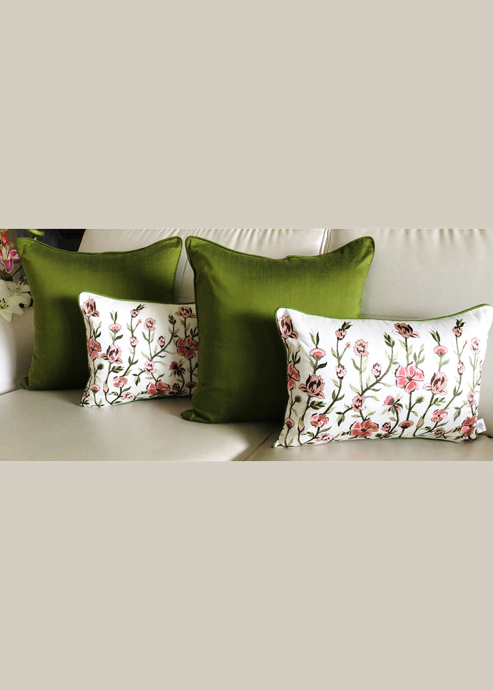 Get Embroidered Cushion Covers- Set Of 4- 12 X 20 And 18 X 18 Inches ...